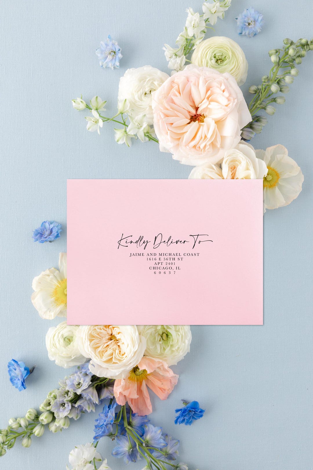 Kindly Deliver To, Blush Pink Envelope Addressing, Light Pink Envelope ...