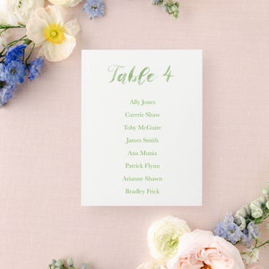 Sage Green Table Number Cards Printed, Sage Wedding Decor, Green ...