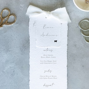 Handmade Paper Menus With Names, Wedding Menu With Placecards, White ...