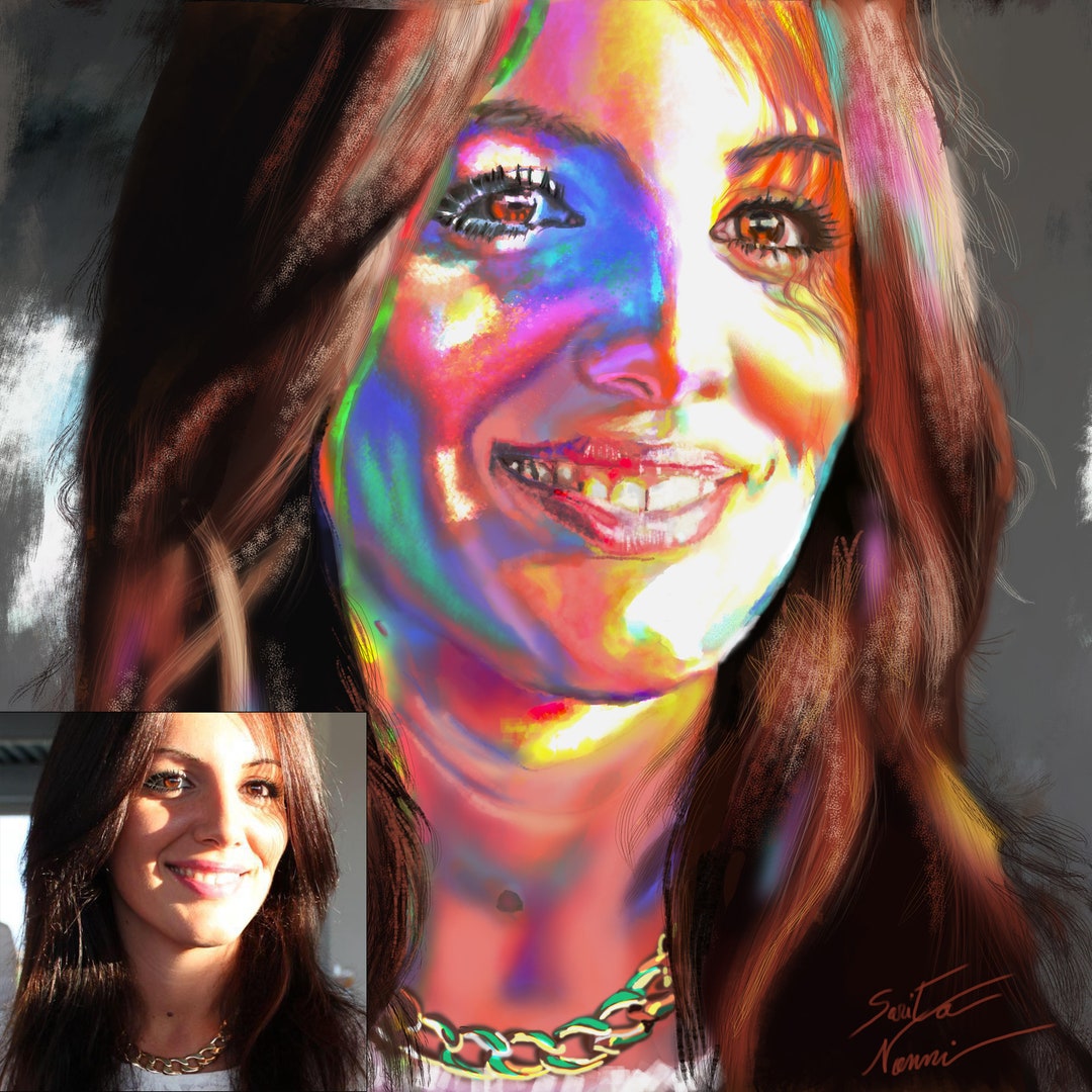 Custom Digital Portrait From Photo Digital Download Personalized ...