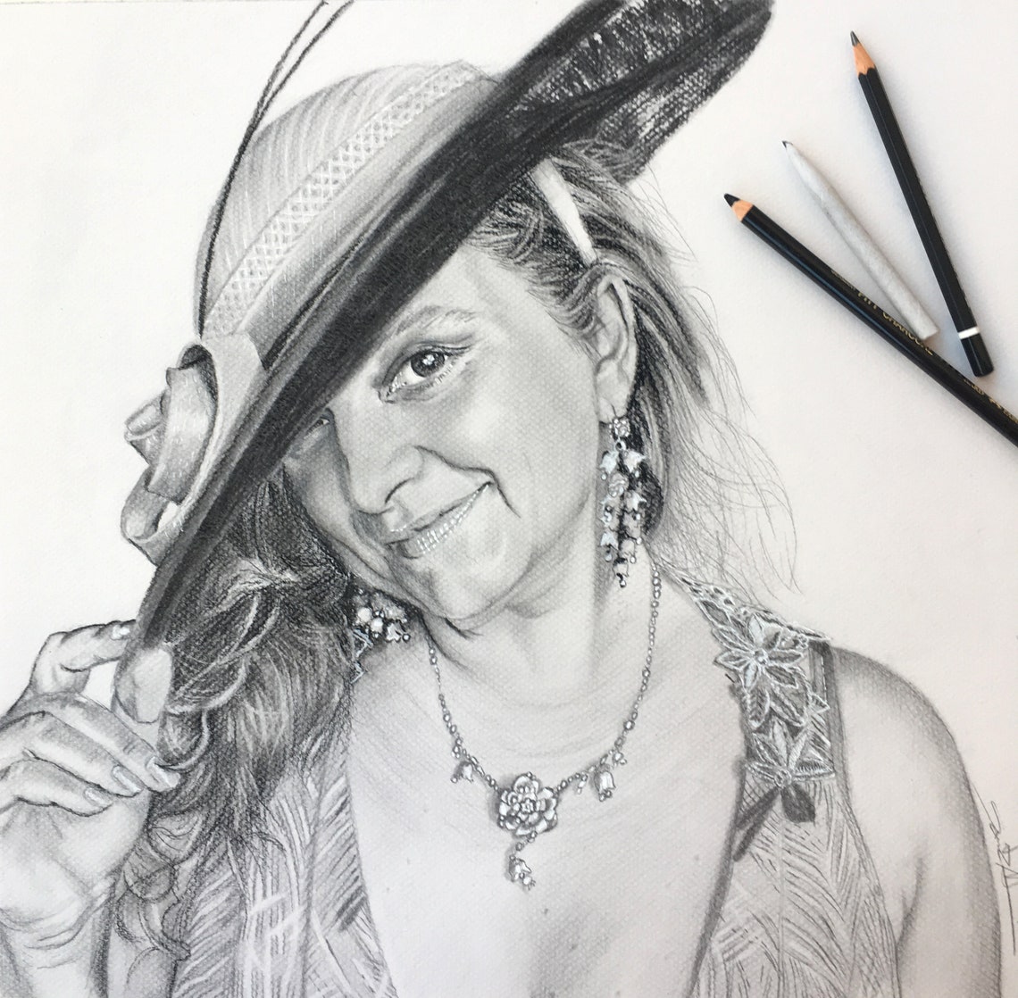 100% HAND DRAWN Custom Portrait Custom Sketch Portrait Personalized ...