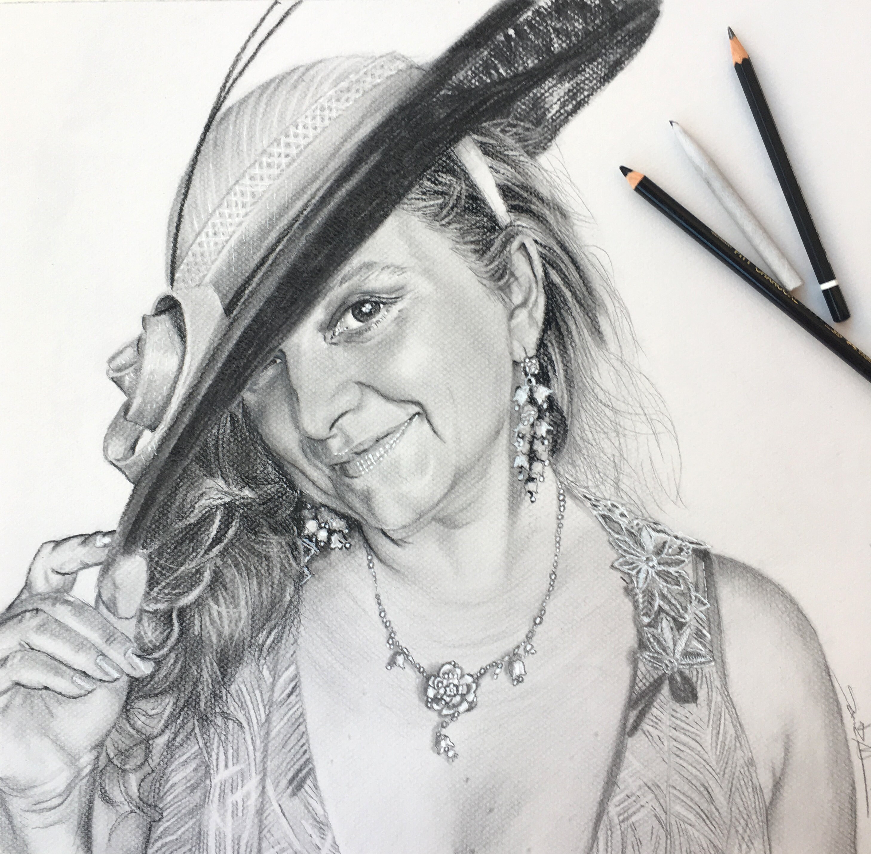 100% HAND DRAWN Custom Portrait Custom Sketch Portrait Personalized ...