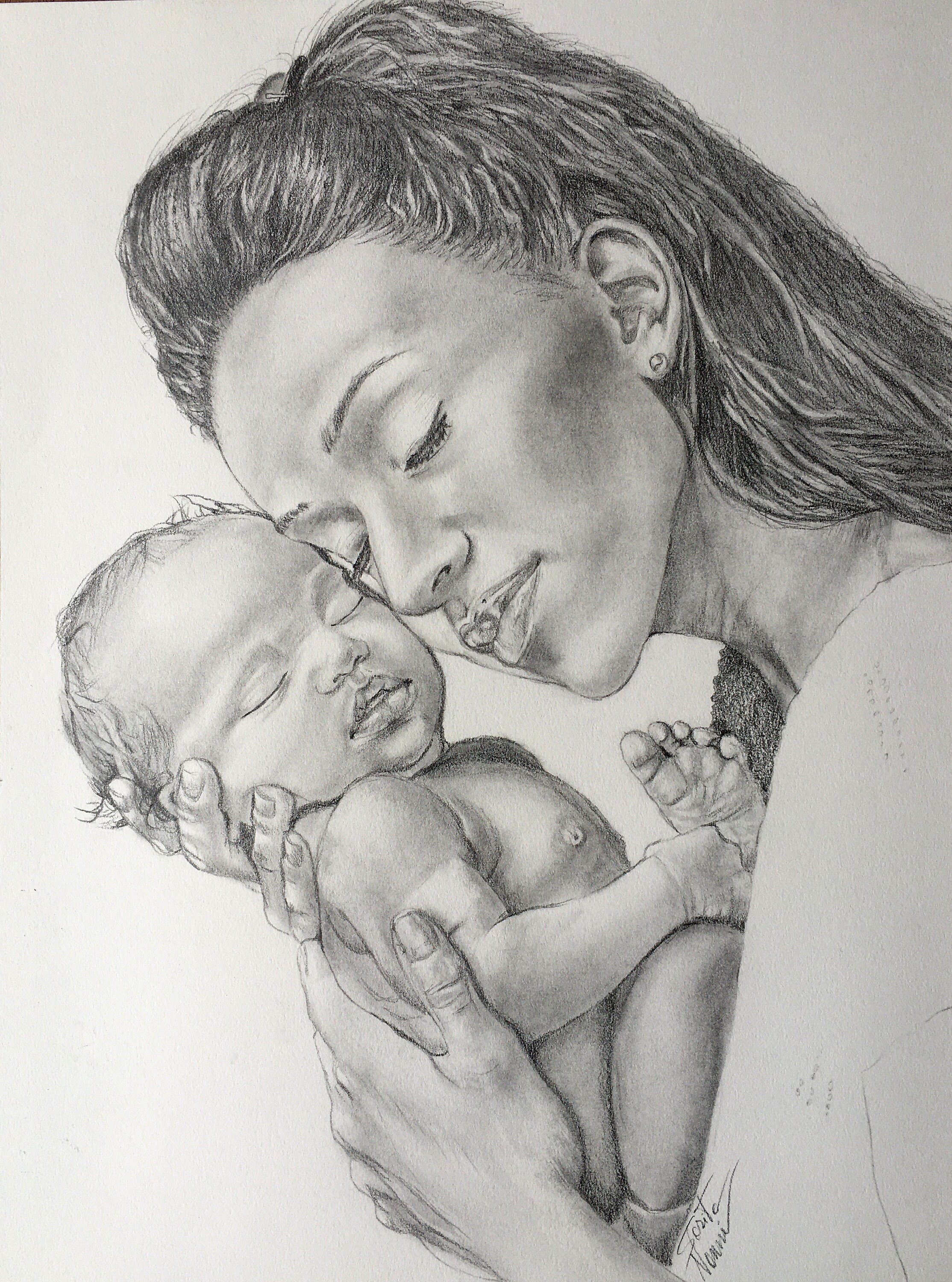 100% HAND DRAWN Custom Portrait Custom Sketch Portrait Personalized ...