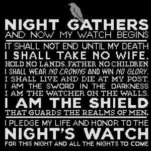 Night's Watch Oath Cross Stitch PDF Chart - Quote From the TV Show Game ...