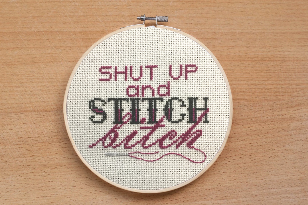 Shut up and Stitch Reaction Cross Stitch PDF Pattern - Etsy