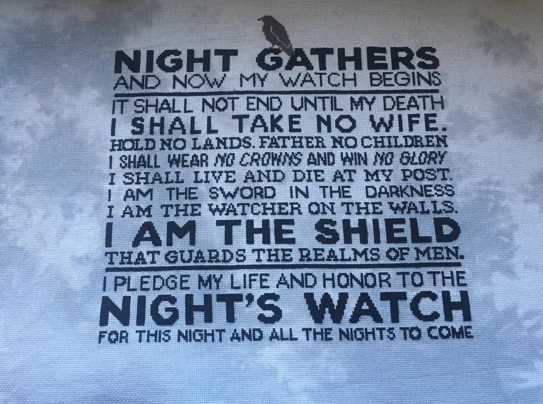 Night's Watch Oath Cross Stitch PDF Chart - Quote From the TV Show Game ...