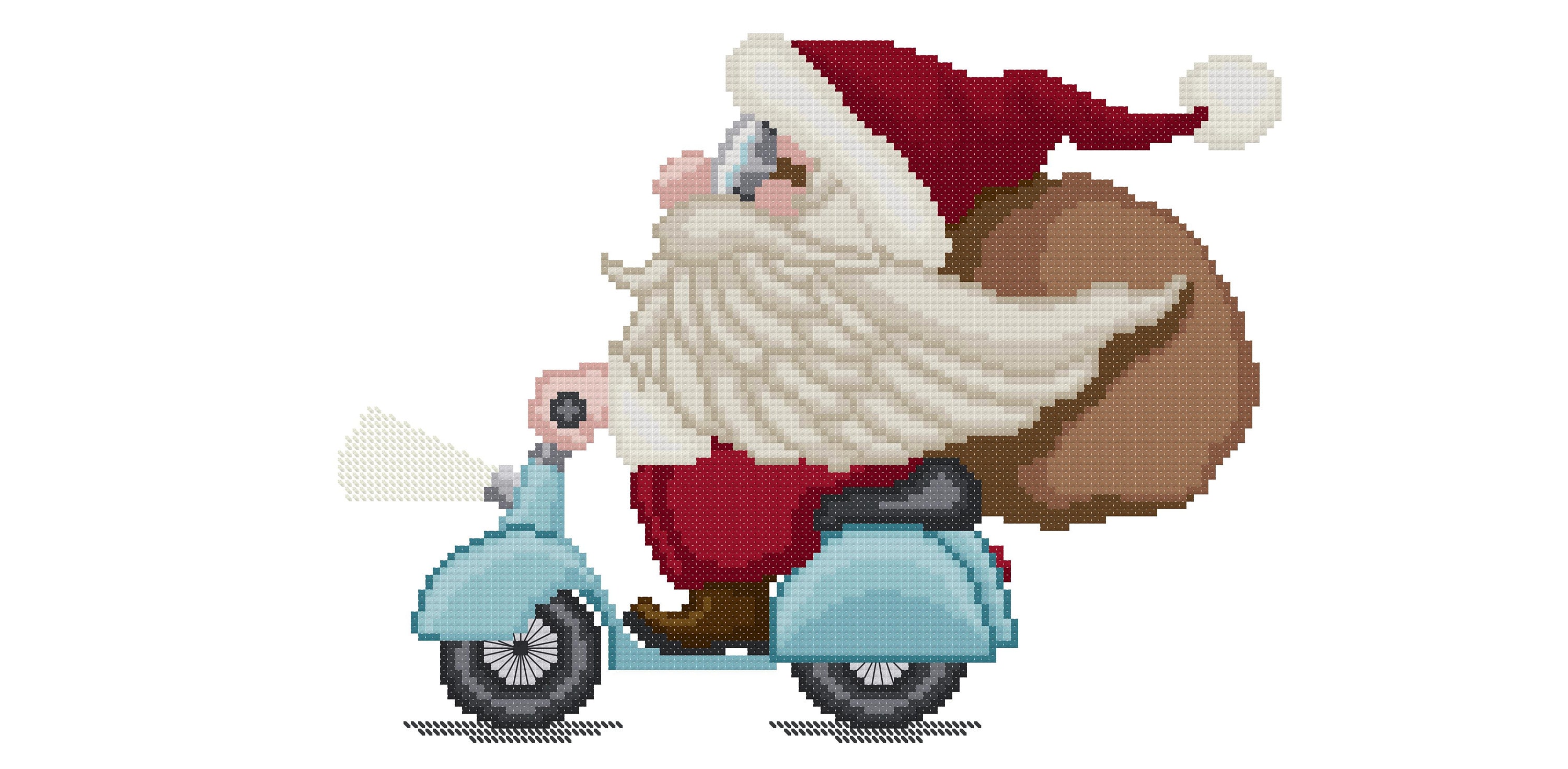 Scooting Santa Christmas Holiday Cross Stitch PDF Pattern - Etsy