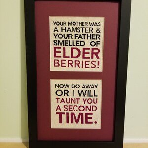 Monty Python Cross Stitch PDF Pattern Hamsters and Elderberries Quote ...