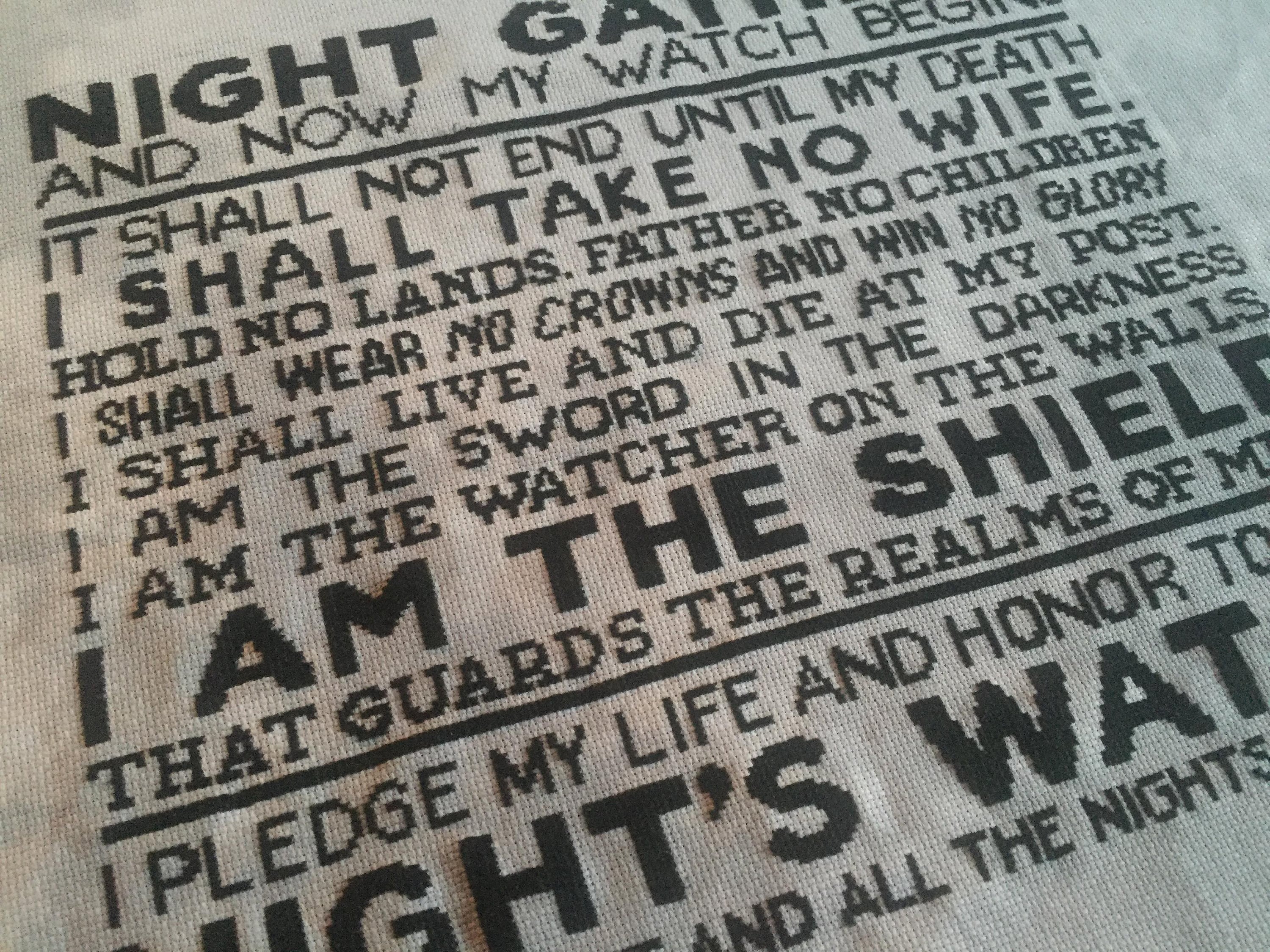 Night's Watch Oath Cross Stitch PDF Chart - Quote From the TV Show Game ...