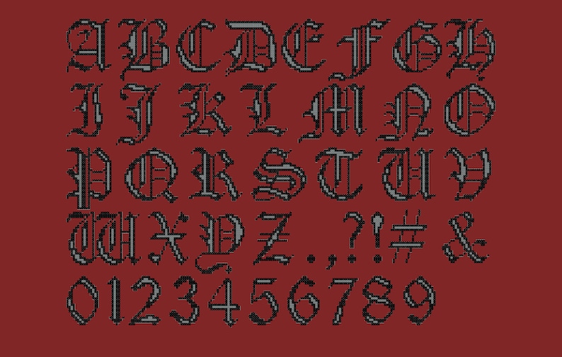 Old English Alphabet Sampler Cross Stitch PDF Chart - Etsy