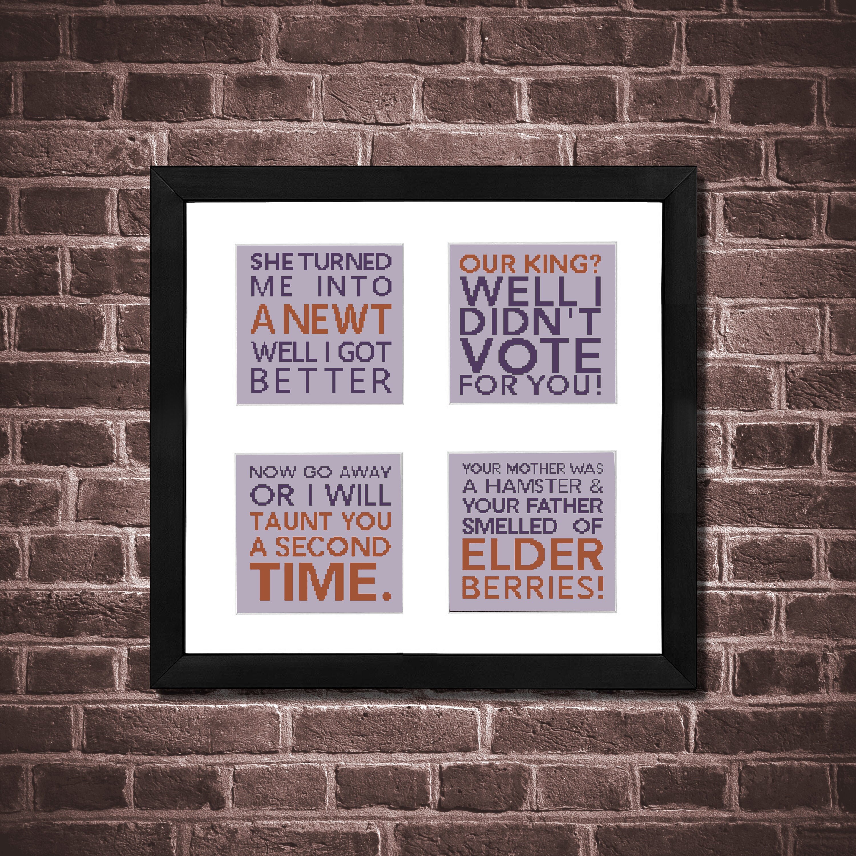 Monty Python Set of 4 Cross Stitch PDF Patterns Quotes From | Etsy