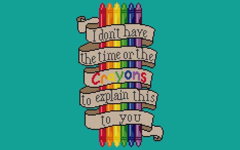 Or the Crayons Funny Quote Cross Stitch Pattern PDF - Etsy