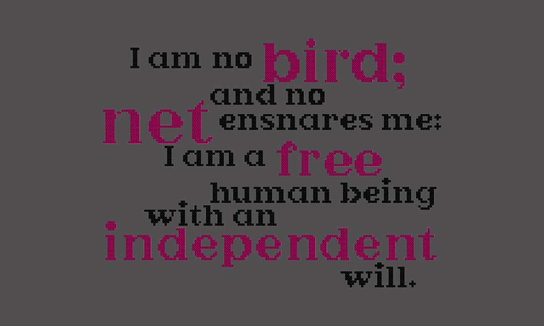 Jane Eyre Cross Stitch Pattern PDF - I Am No Bird Quote From Charlotte ...