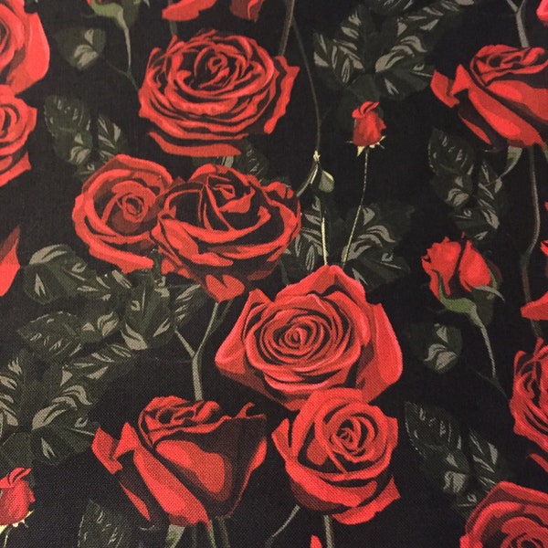 Red Rose Fabric - Etsy