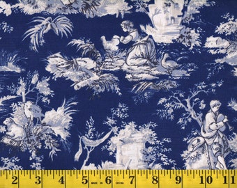 Blue Toile Fabric - Etsy