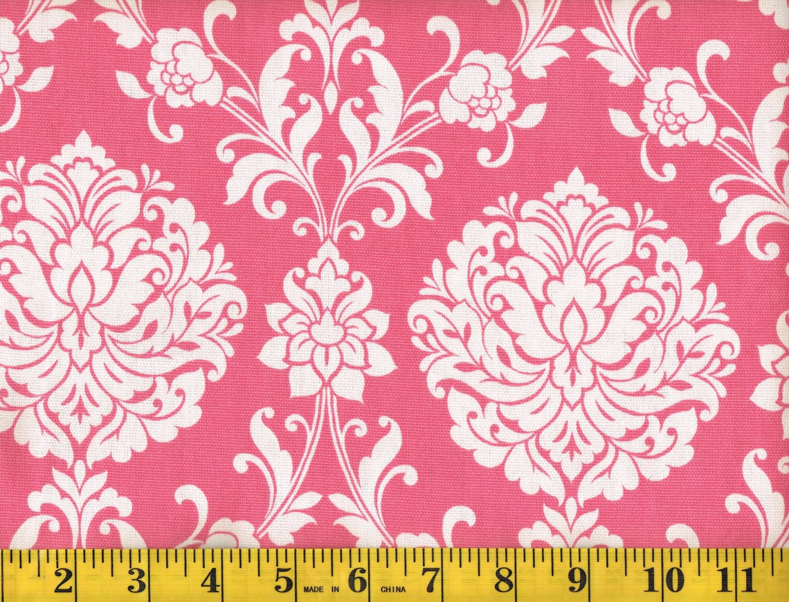 Fabric by the Yard Beautiful Damask Coral/ivory Colors 100% - Etsy