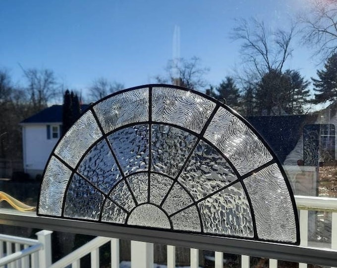 Half Round Stained Glass Hanging Window Panel, Arched Traditional ...