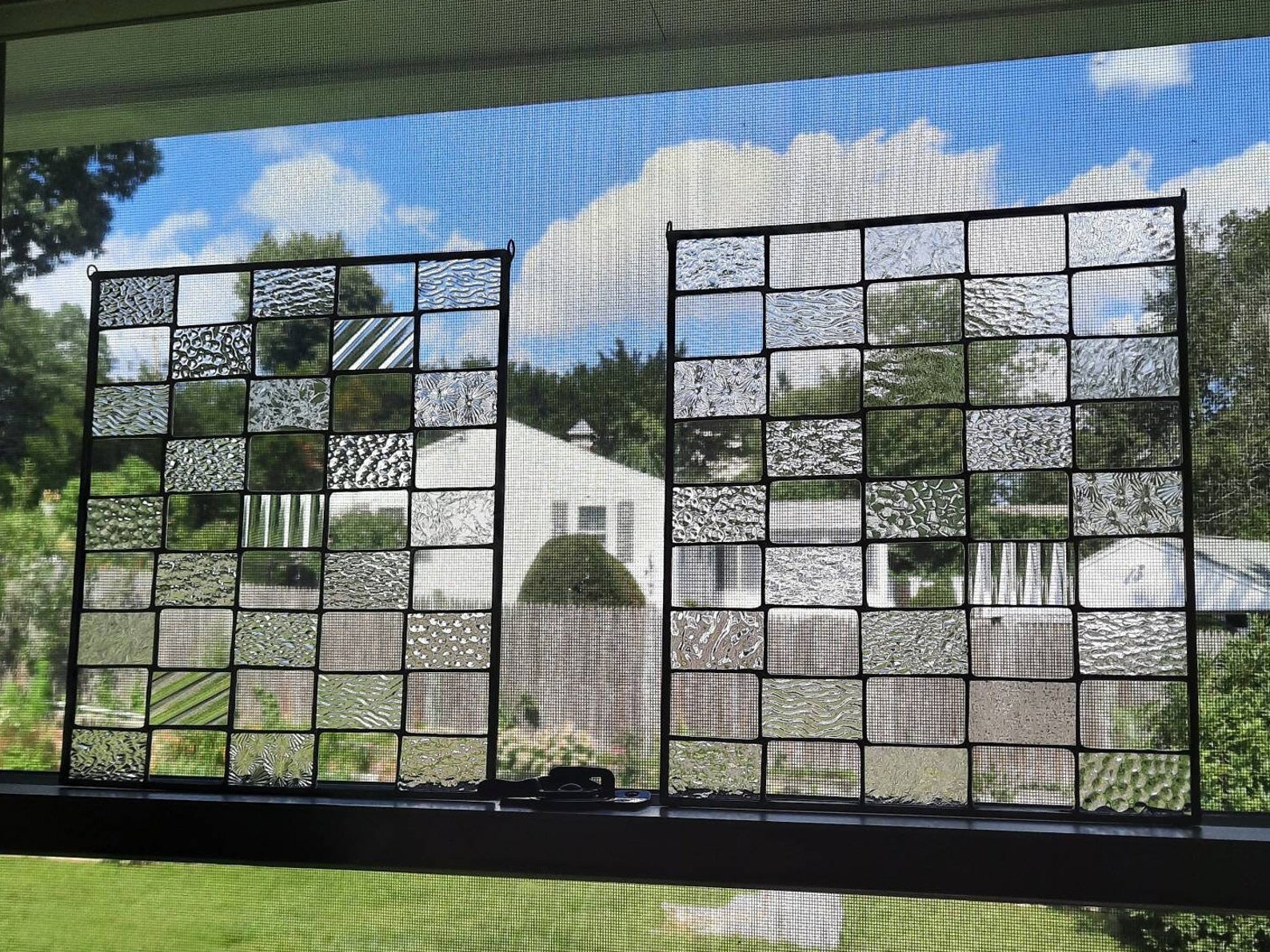 Clear Textured Stained Glass Panel-modern Open Series Lattice | Etsy