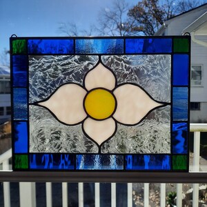 Rectangle Flower Stained Glass Panel Window Hanging for Garden, Yard ...
