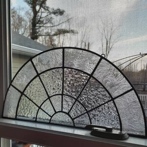 Half Round Stained Glass Hanging Window Panel, Arched Traditional ...