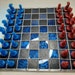 Double Sided Chess Set With Stained Glass Board & Matching Blue and Red ...