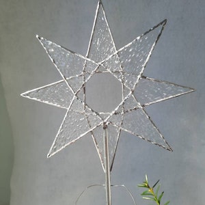 Clear Textured Star Stained Glass Tree Topper for Christmas Trees ...