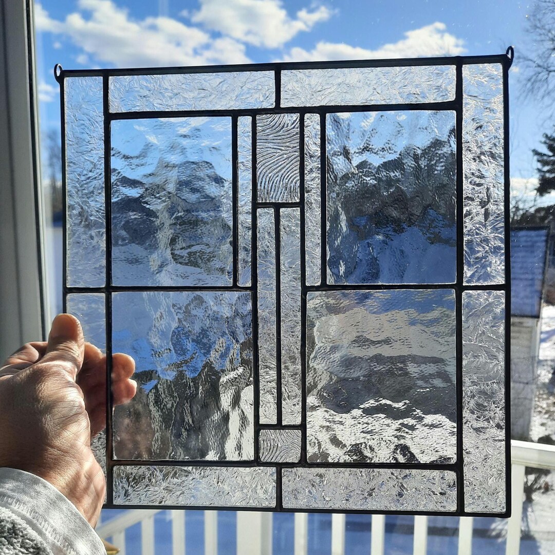 Clear Mission Stained Glass Hanging Window Panel-arts & Crafts Designed ...
