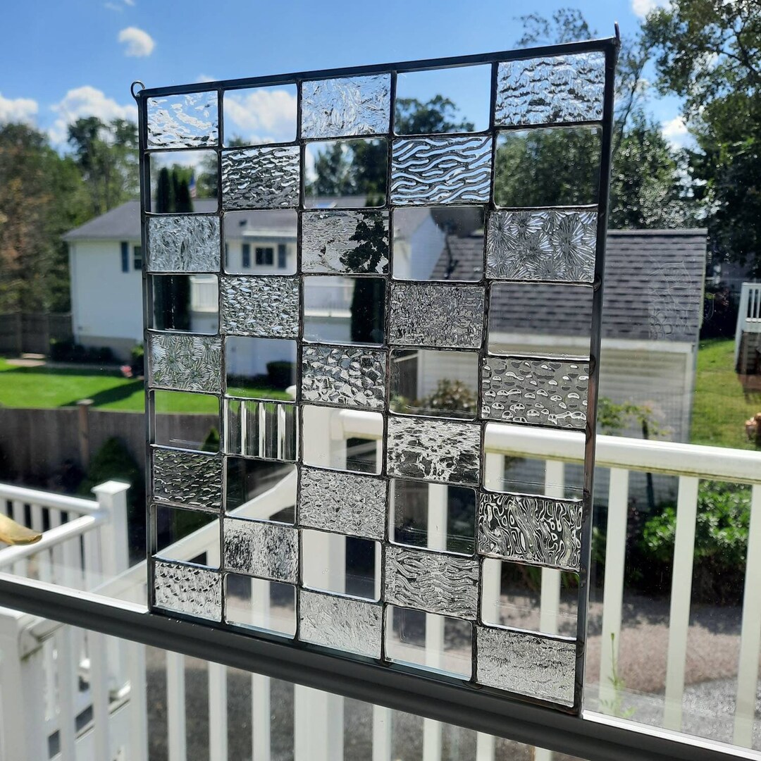 Clear Textured Stained Glass Panel-modern Open Series Lattice Panel ...