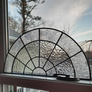 Half Round Stained Glass Hanging Window Panel, Arched Traditional ...