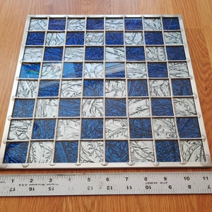 Royal Blue or Sage Green Chess Set With Stained Glass Board & Matching ...