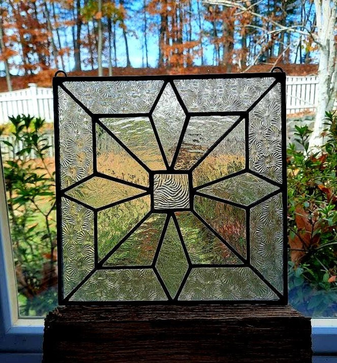 Square Star Stained Glass Window Hanging Panel is a Modern Geometric ...