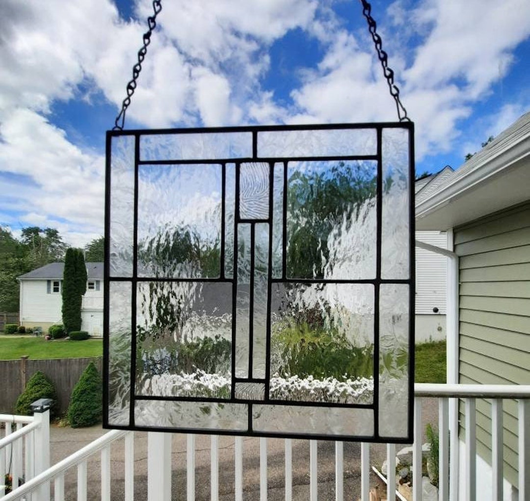 Clear Mission Stained Glass Hanging Window Panel-arts & Crafts Designed ...