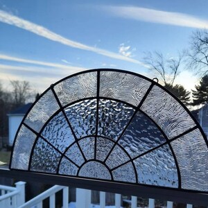 Half Round Stained Glass Hanging Window Panel, Arched Traditional ...