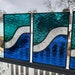 Blue Stained Glass Modern Wave Panel Blue Wave Panel for Nautical or ...