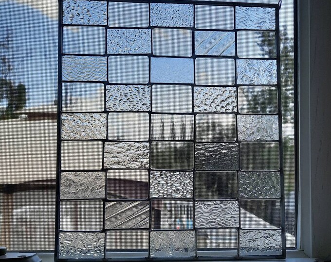 Clear Textured Stained Glass Panel Modern Open Series Lattice Panel Perfect For Birthdays And To