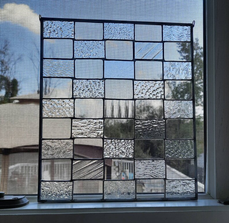 Clear Textured Stained Glass Panel-modern Open Series Lattice - Etsy