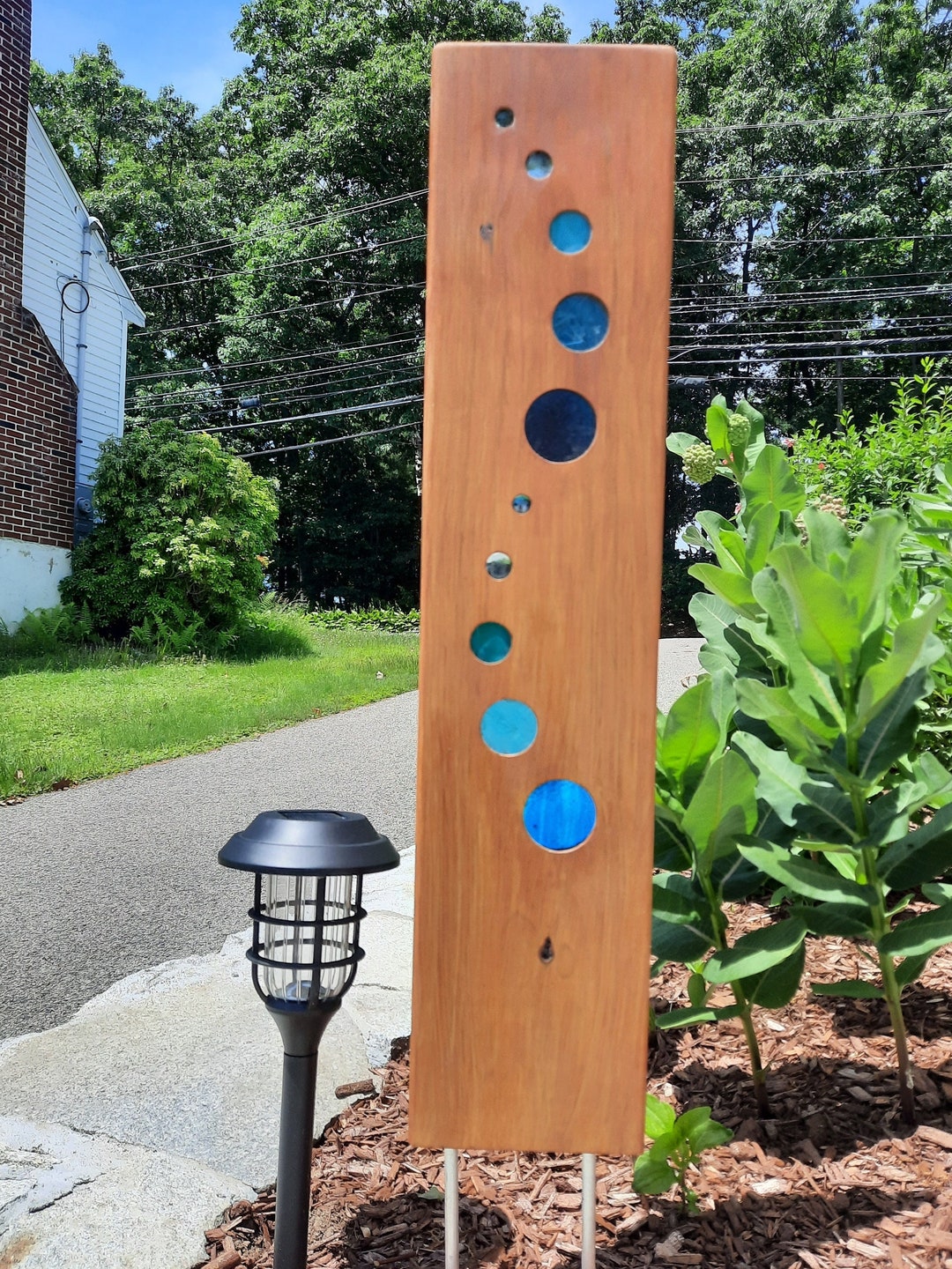 Stained Glass and Wood Garden Stake, Use Inside or Outside in Yard or ...