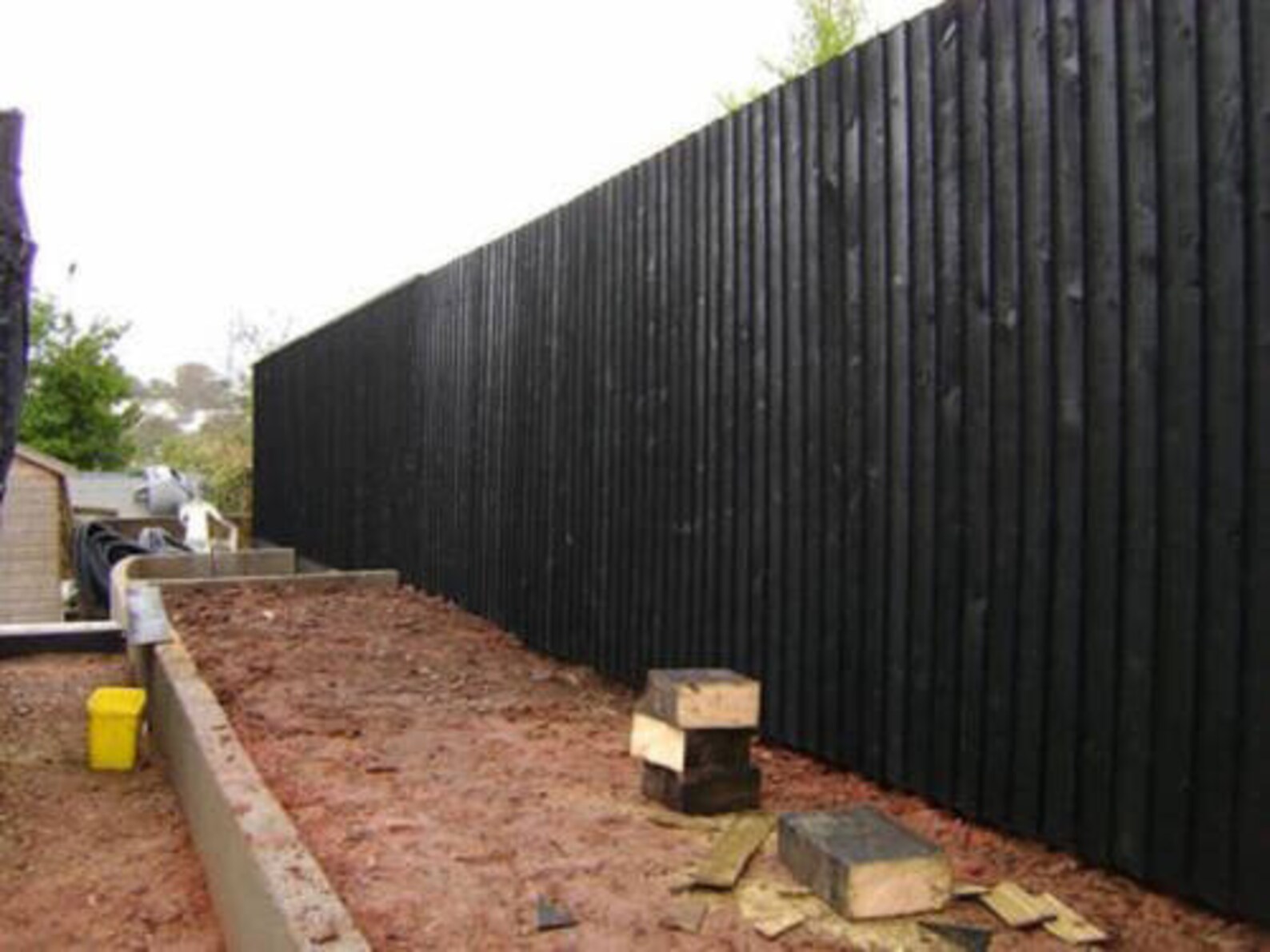 Black Painted Feather Edge Boards Fence Panels Cladding Treated Timber ...