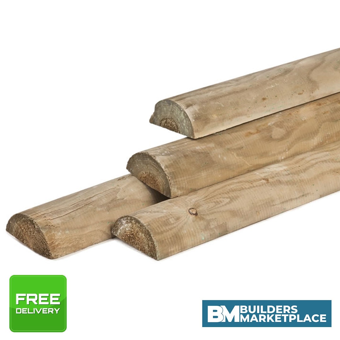 Half Round Treated Timber Fence Rails 4" - Etsy UK