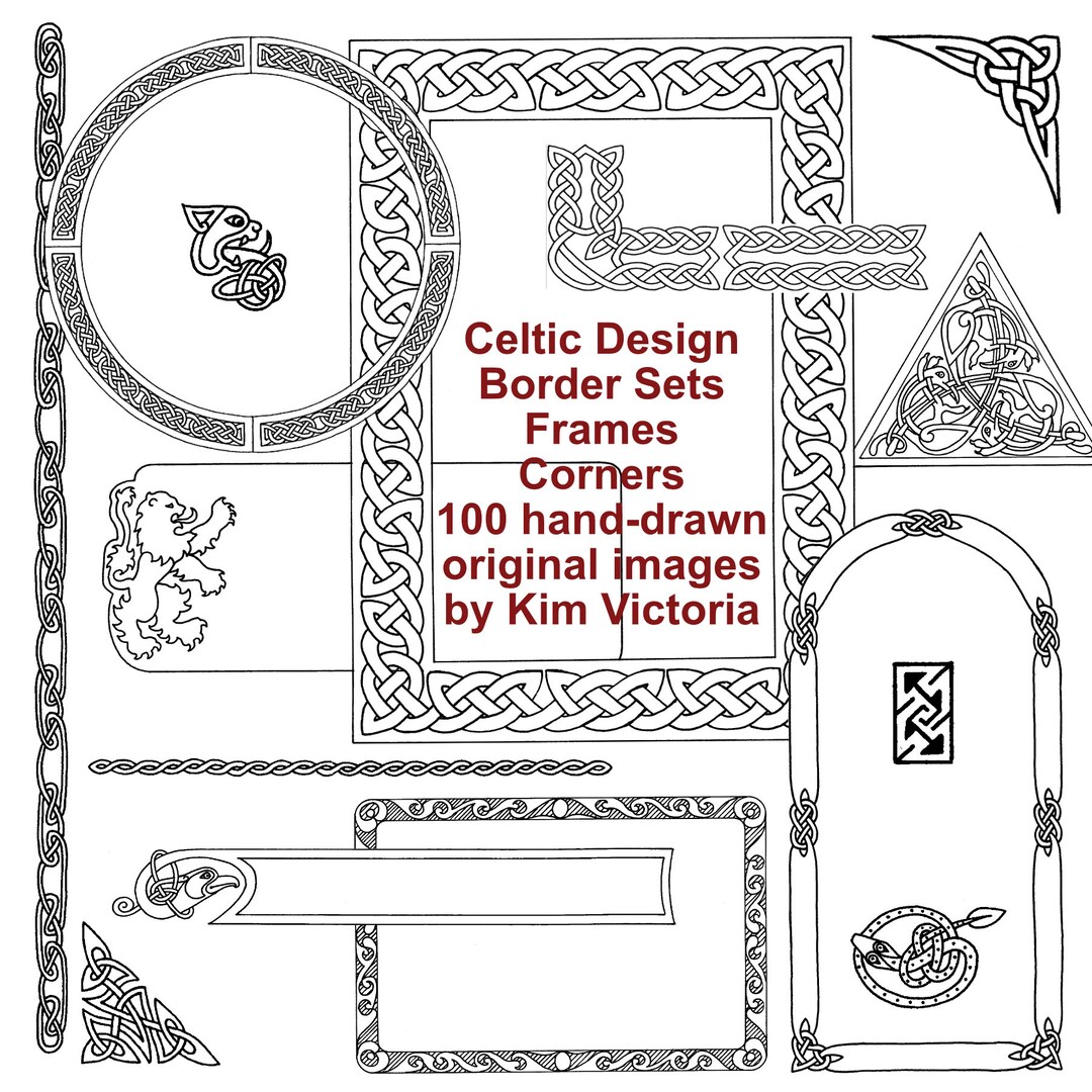 Celtic Clip Art: Hand-drawn Borders, Frames, Corners (JPG Digital ...