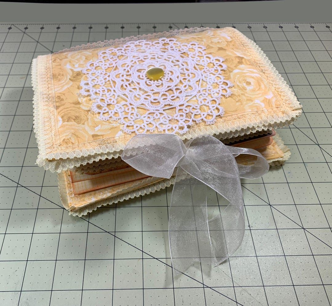 Junk Journal Feminine Yellow and Lace, Handmade Chunky Writing Journal ...