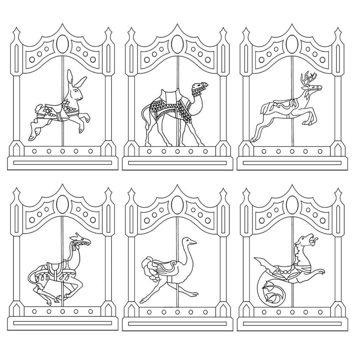 Carousel Merry-go-round Coloring Book Digital Download PDF | Etsy