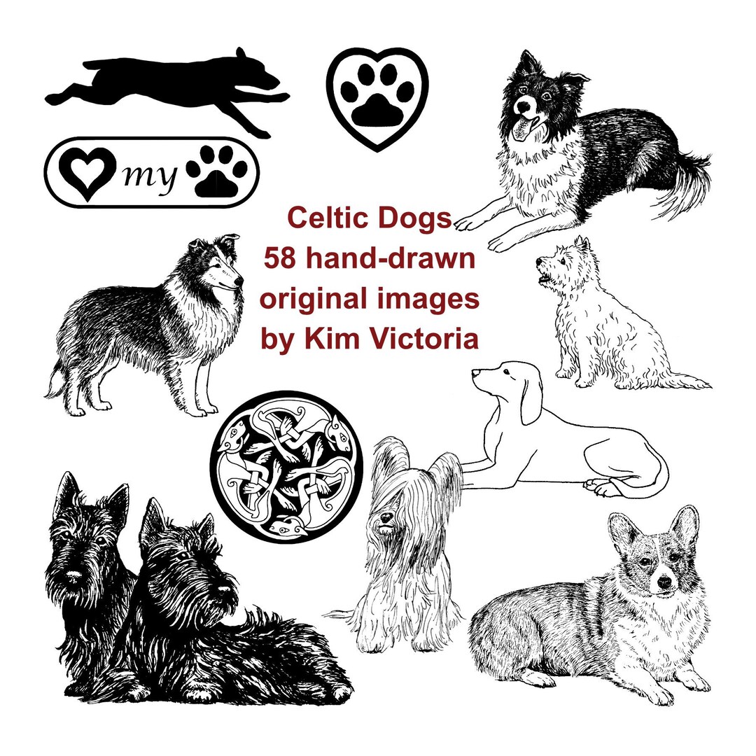 Dog Breed Clip Art Printables: 58 Hand-drawn Illustrations (digital ...
