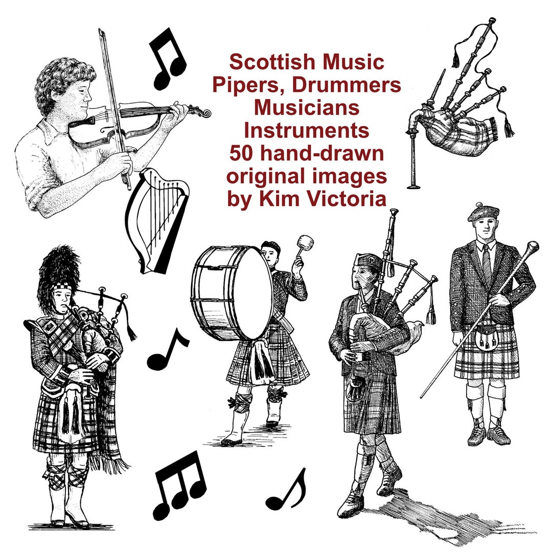 Scottish Printables, Musicians, Bagpipes, Drummers, Fiddlers, Hand ...