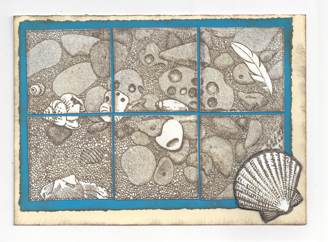 Vintage Beach Rubber Stamps Unmounted Untrimmed, Seashells Seashore ...