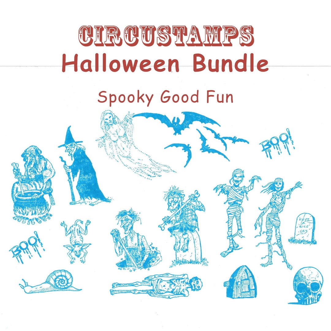 Vintage HALLOWEEN 16 Rubber Stamps, Unmounted Only, Circustamps 15 ...