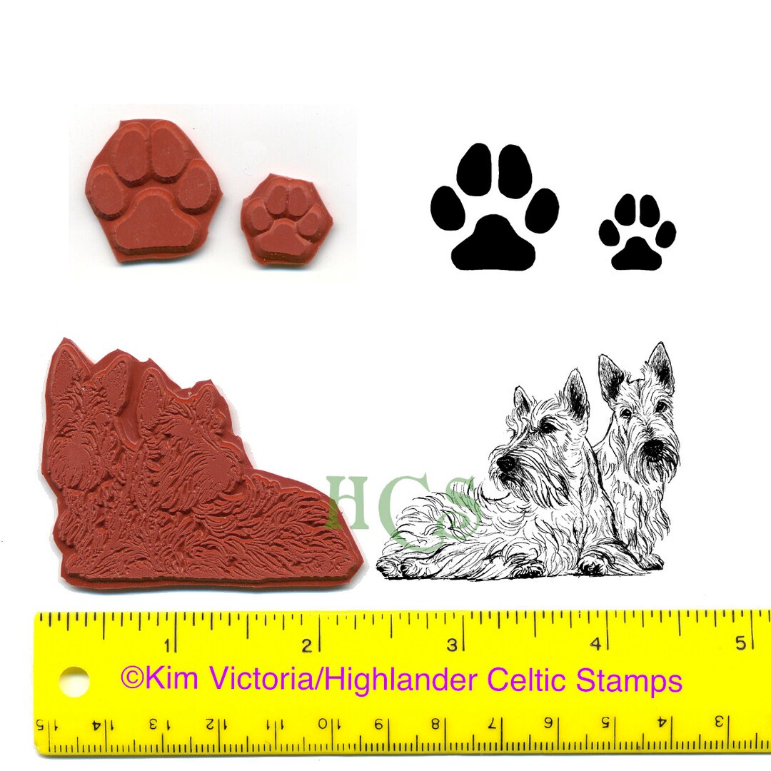 Scottish Terrier Rubber Stamp, Paw Prints Rubber Stamps, Scottie Dog ...