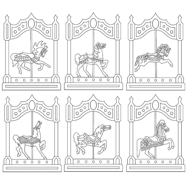 Carousel Merry-go-round Coloring Book Digital Download PDF | Etsy