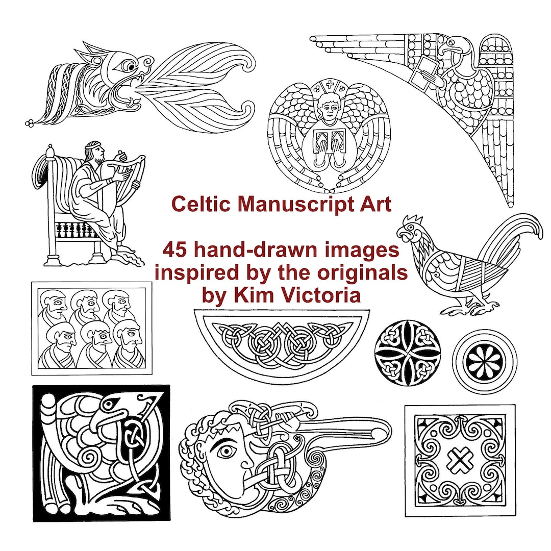 Celtic Manuscript Printables, 45 Hand-drawn Clip Art Illustrations ...