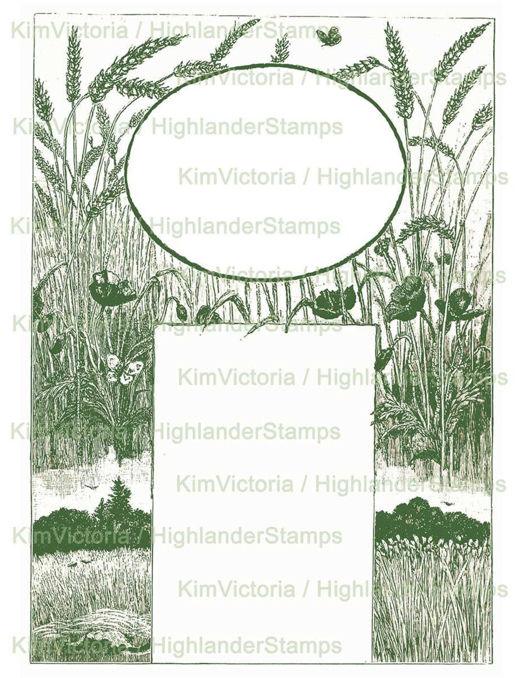Garden Printables, Digital Download Meadow Frames, Illustration, Border ...
